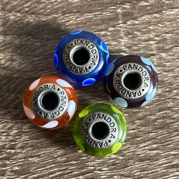 Pandora | Jewelry | Bundleof 4 Pandora Murano Glass Charm Vintage ...